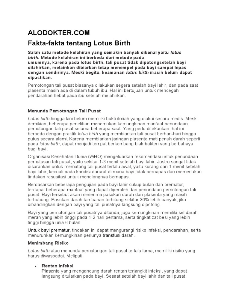 Artikel Lotus Birth | PDF