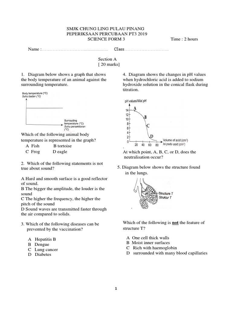 2019 CLHS Science PT3 Trial | PDF