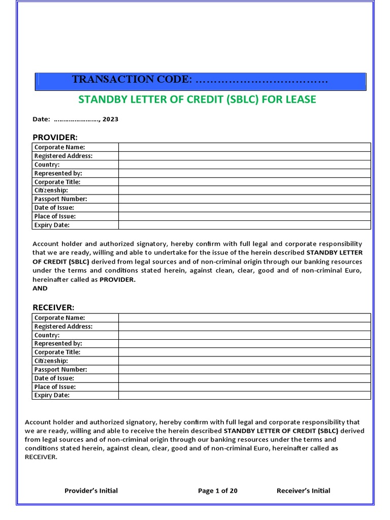 Doa SBLC Lease 5+2% | PDF | Business