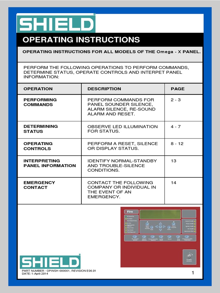 Omega-X Panel Operating Instructions | PDF