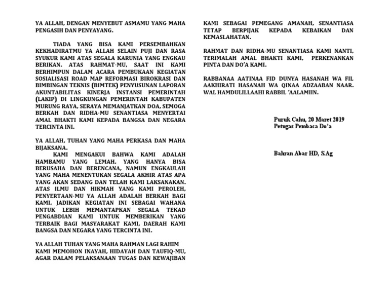 Doa Bimtek Lakip Pemda | PDF