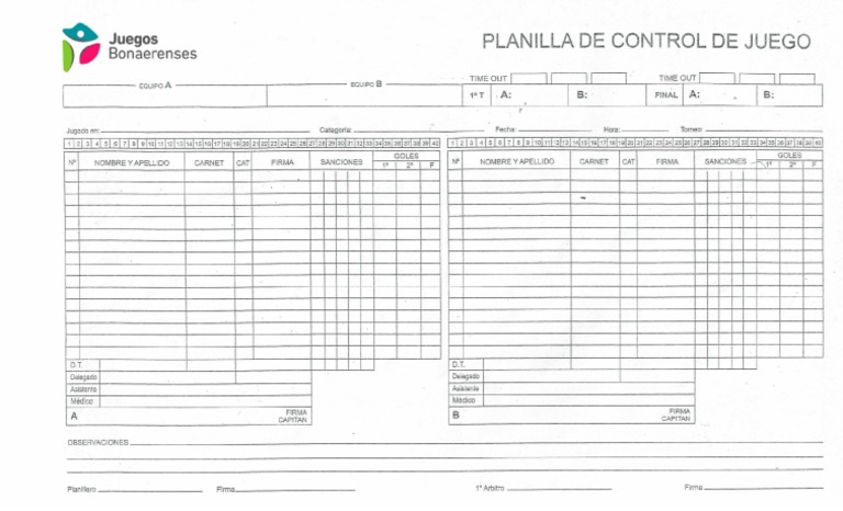 Planilla - de - Juego - Handball 2 | PDF