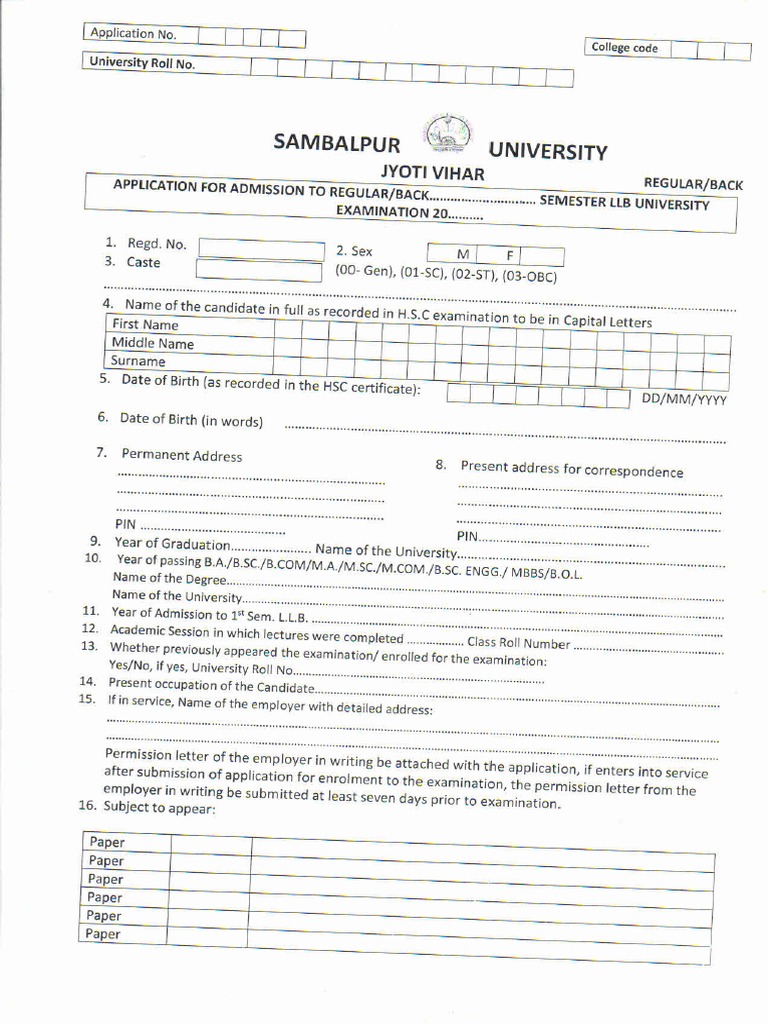 LLB Form | PDF