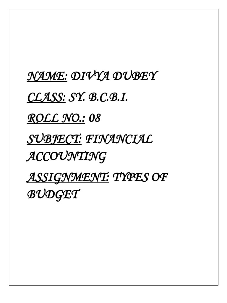 Types Of Budget Pdf