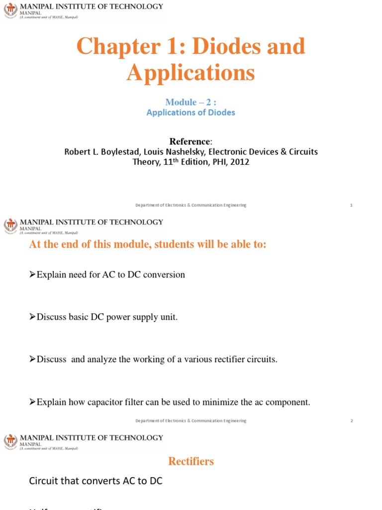 CH1 - Module2 - Diode App | Download Free PDF | Rectifier | Capacitor