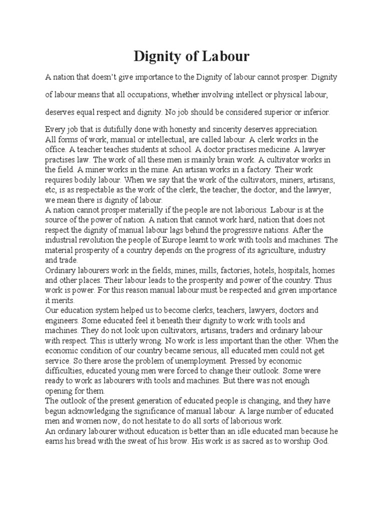 Dignity of Labour | PDF