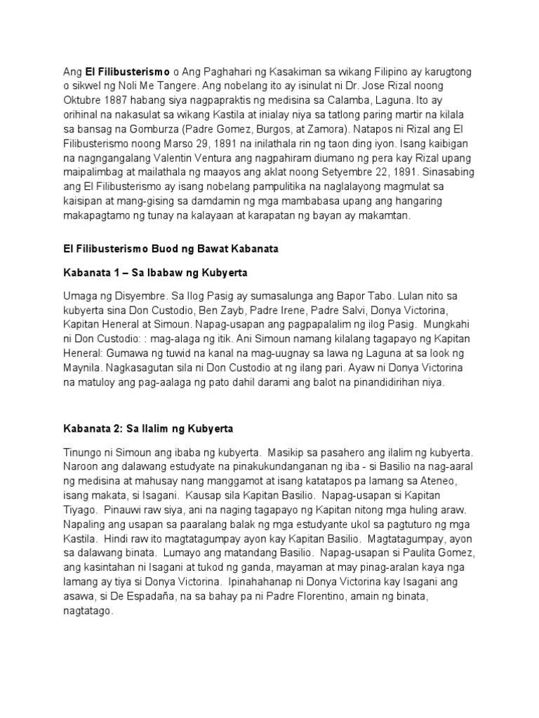 Ang El Filibusterismo o Ang Paghahari NG Kasakiman Sa Wikang Filipino ...