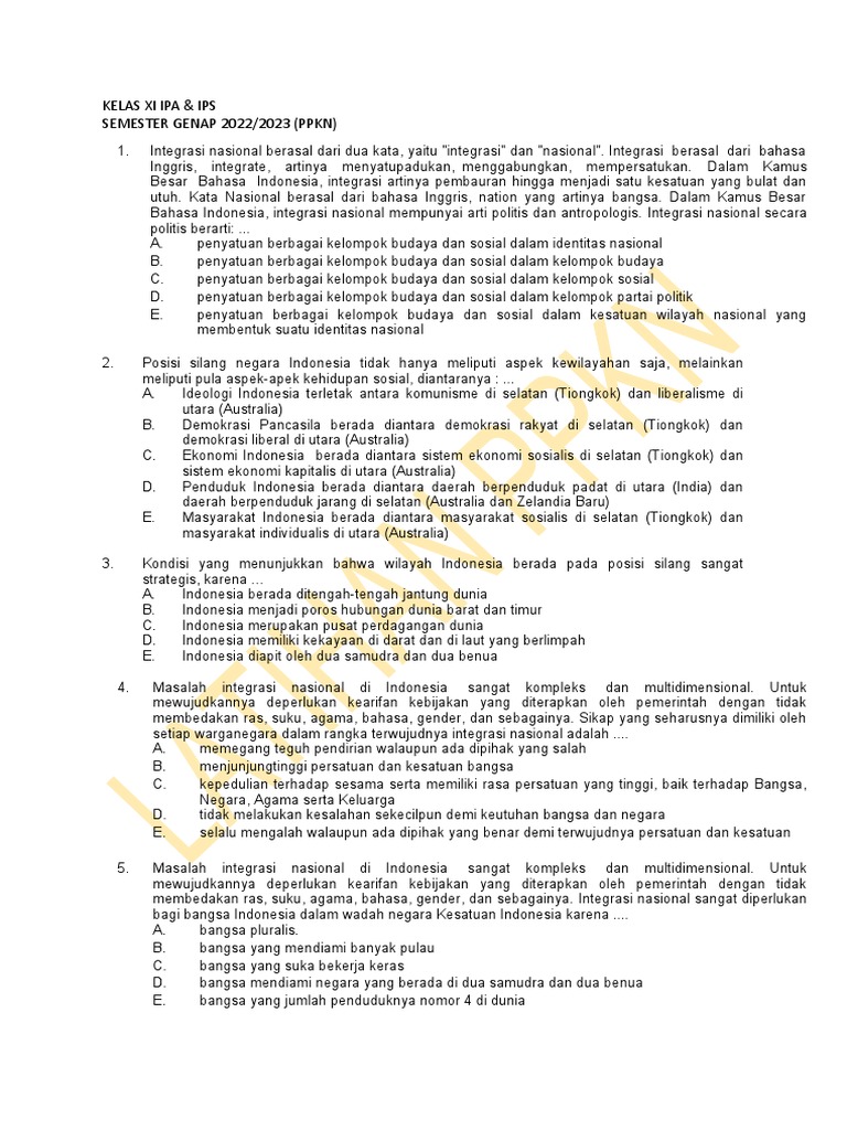 Kelas Xi Latihan PPKN 2 | PDF