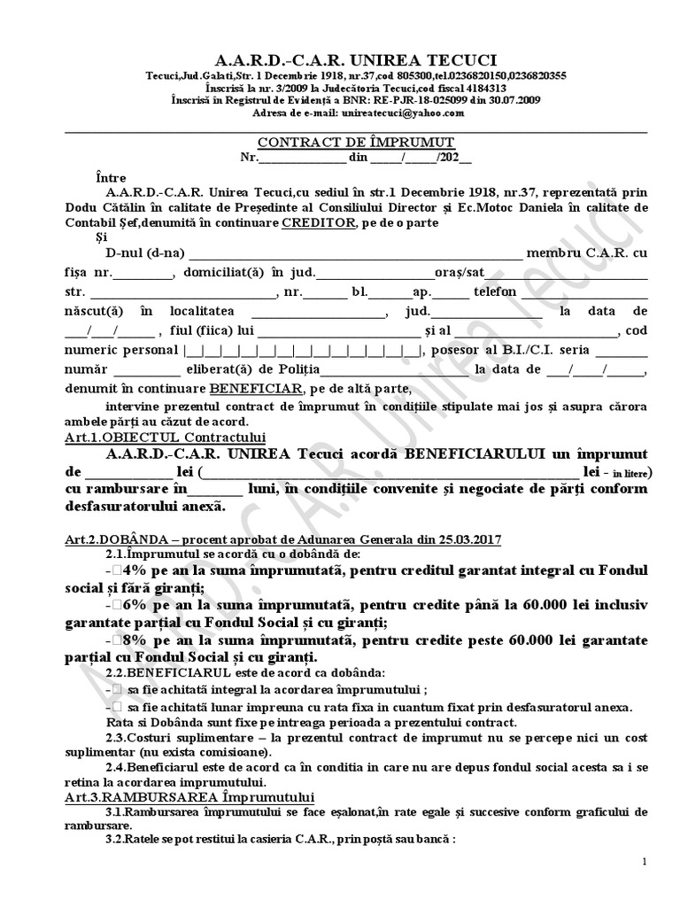 1.contract de Imprumut 2022 Online | PDF