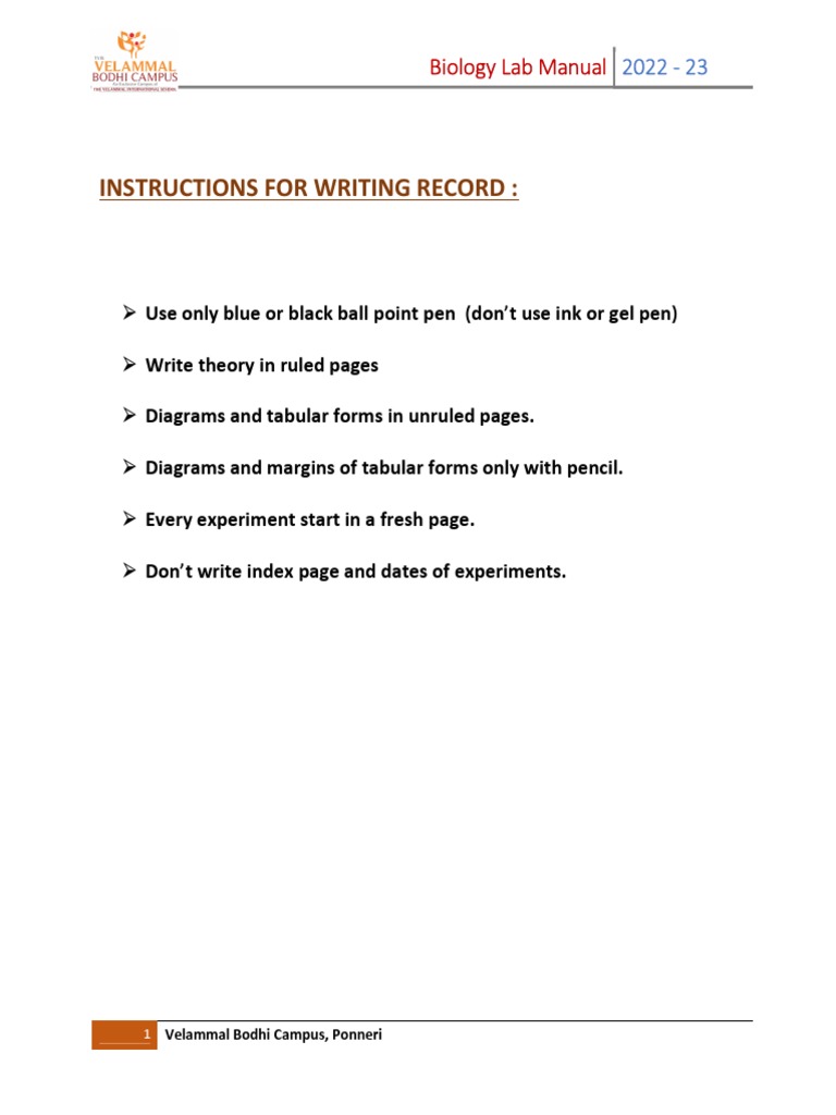 Biology Lab Manual - Xii | PDF