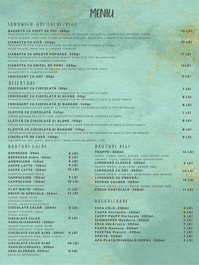 Meniu Cafe Ales | PDF