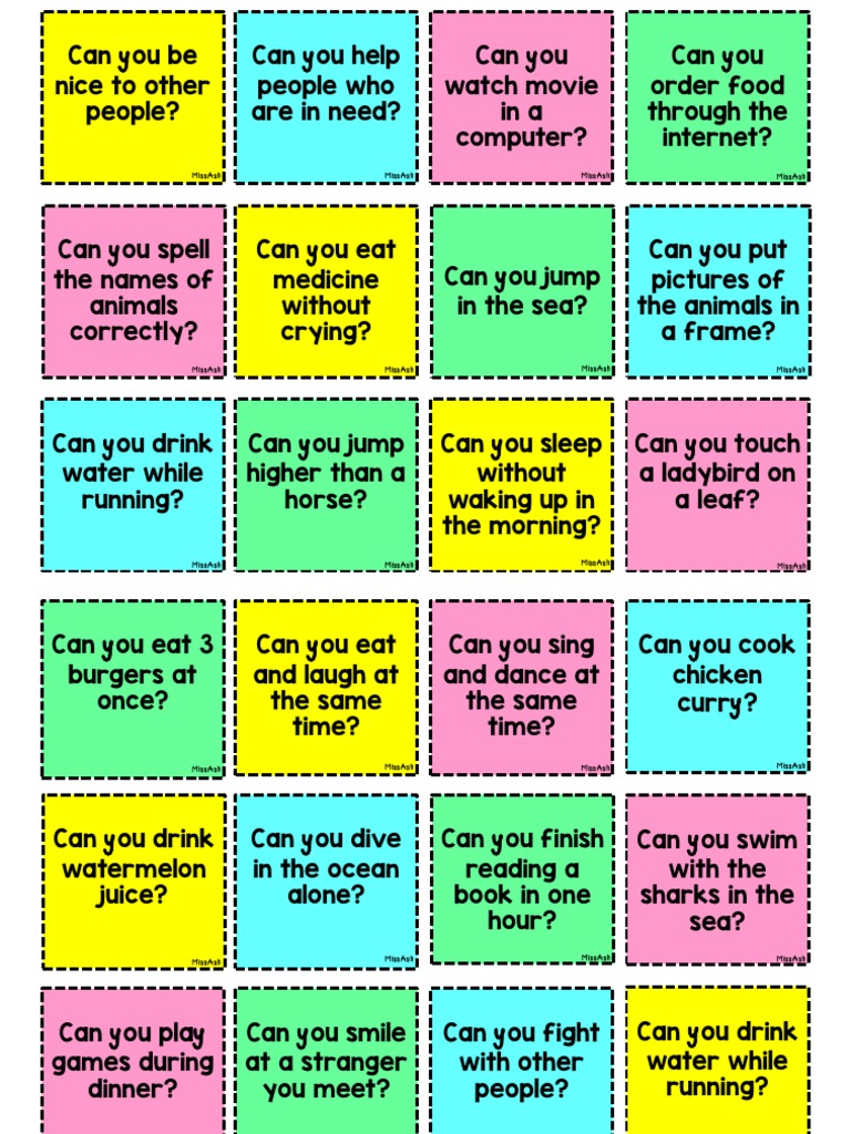Can and Can't Game Cards | PDF