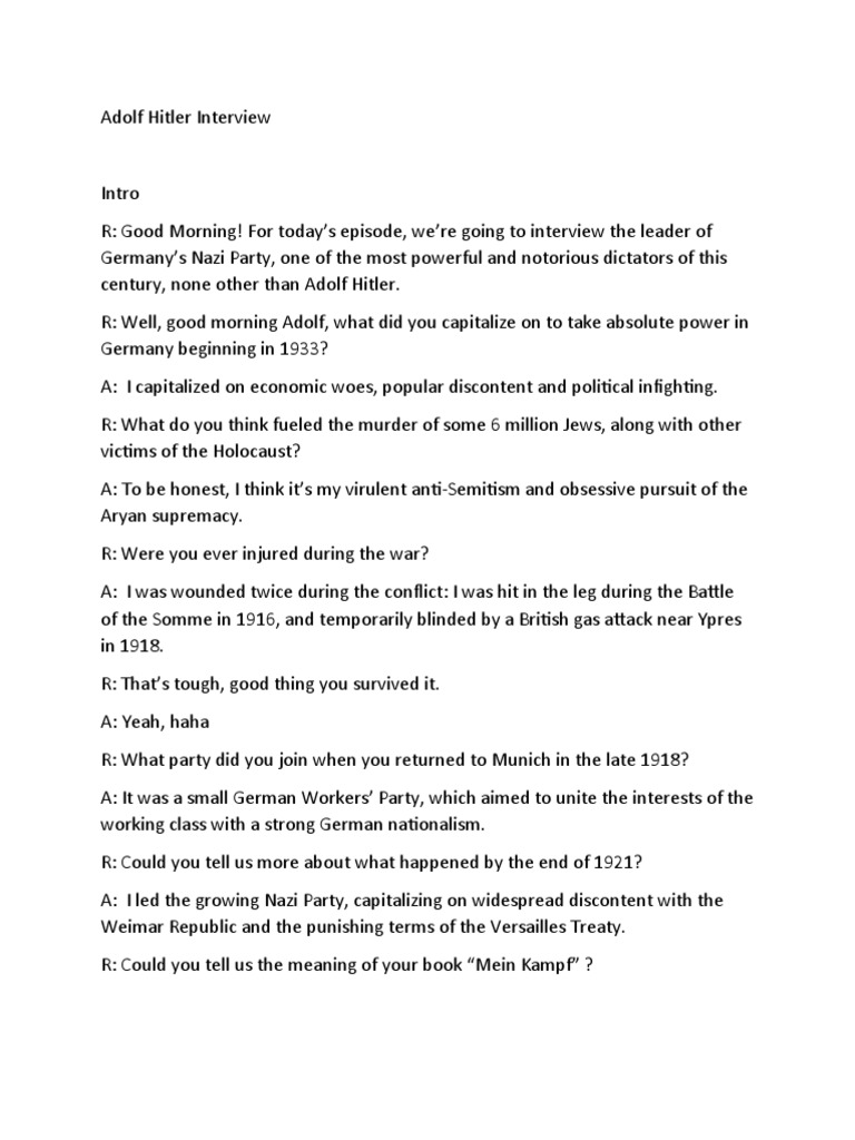 Adolf Hitler Interview | PDF