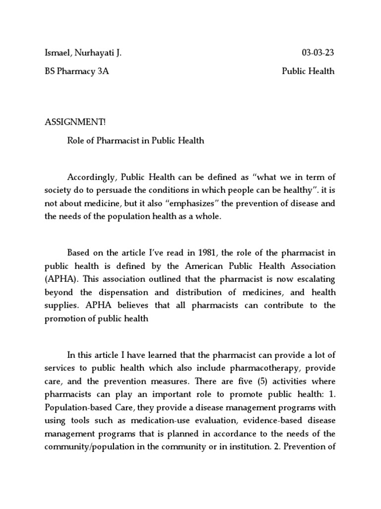 PH Assignment | PDF | Pharmacy | Public Health