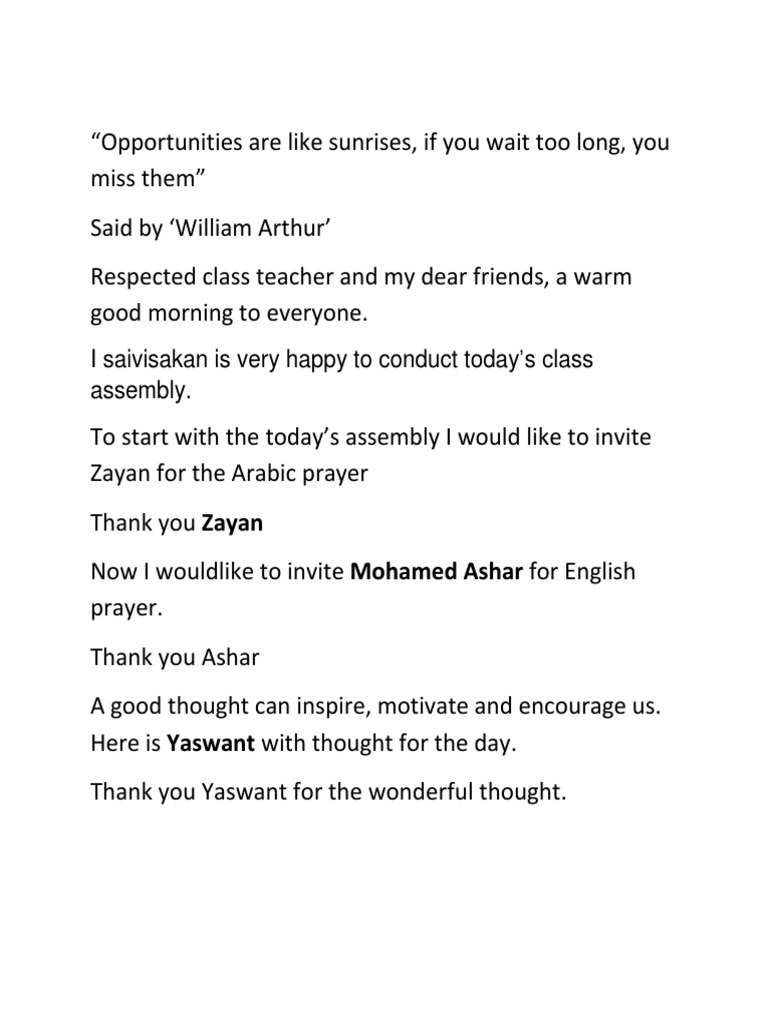 Class Assembly Script | PDF