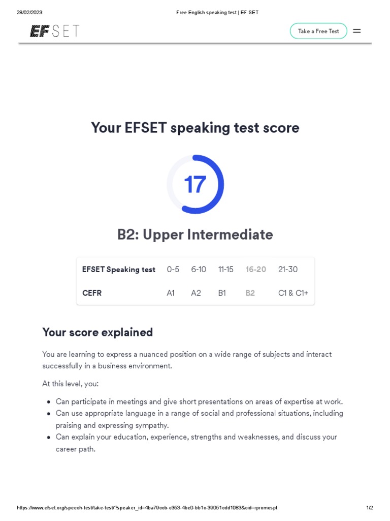 English Speaking Test - EF SET | PDF | Career & Growth
