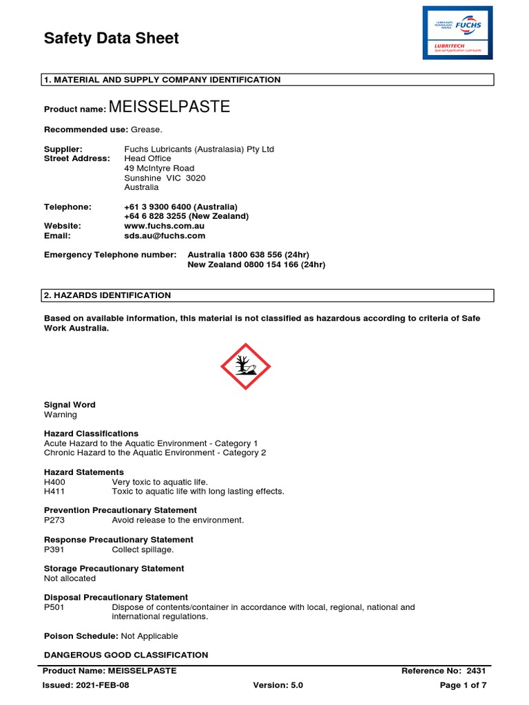 Meisselpaste Sds | PDF