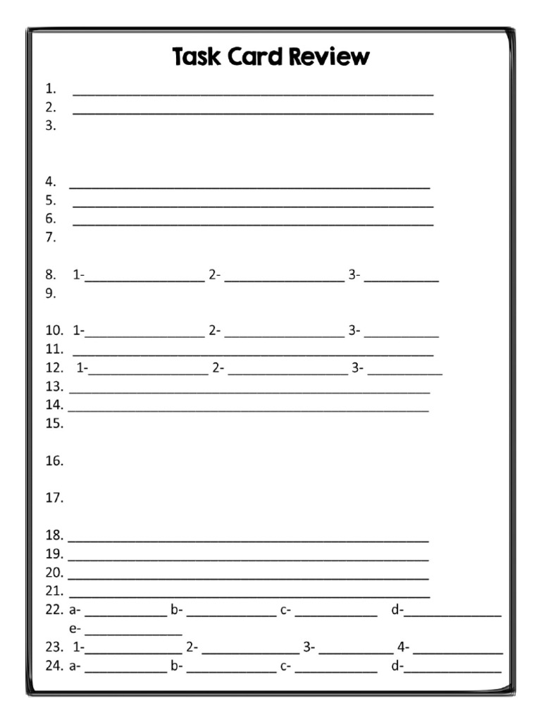 Task Cards Answer Sheet | PDF