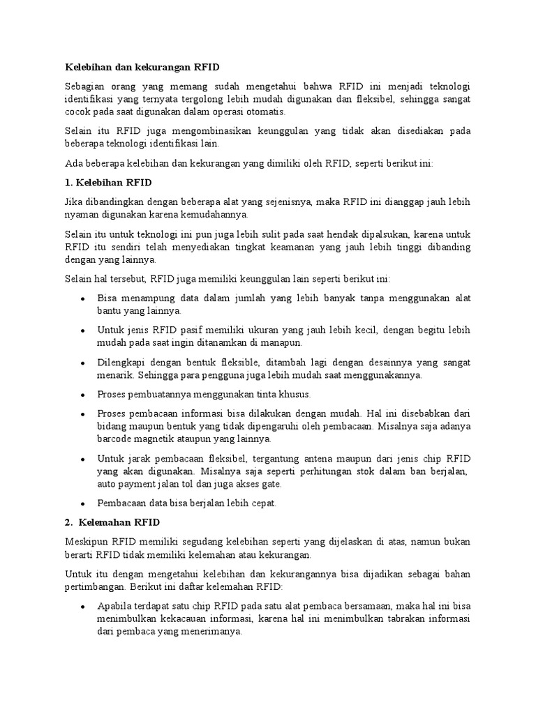 Kelebihan Dan Kekurangan RFID | PDF