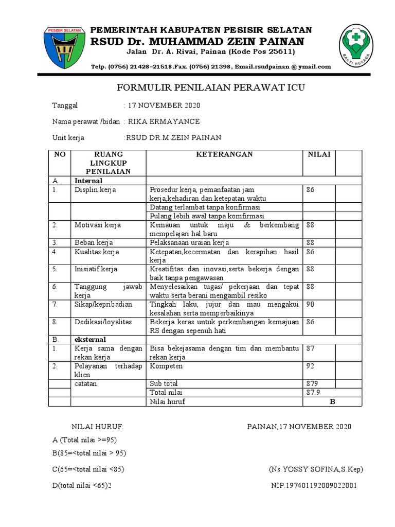 Formulir Penilaian Perawat Icu | PDF