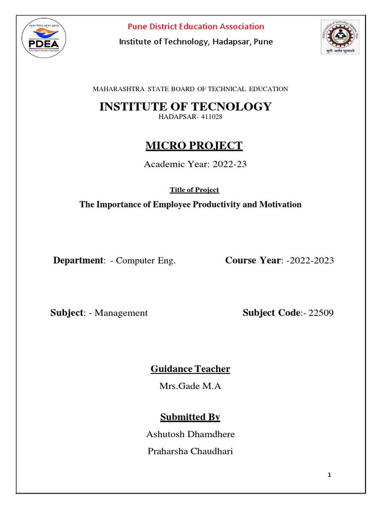 Management micro project for last year student | PDF | Motivation ...