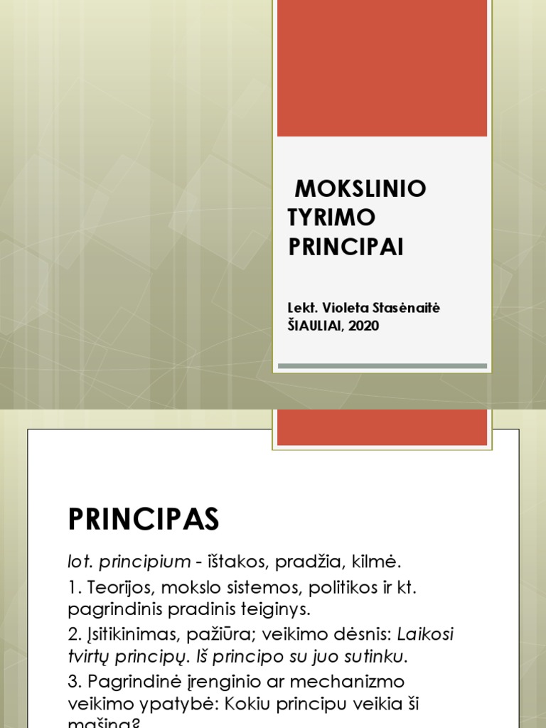 Mokslinio Tyrimo Principai - 2018 | PDF