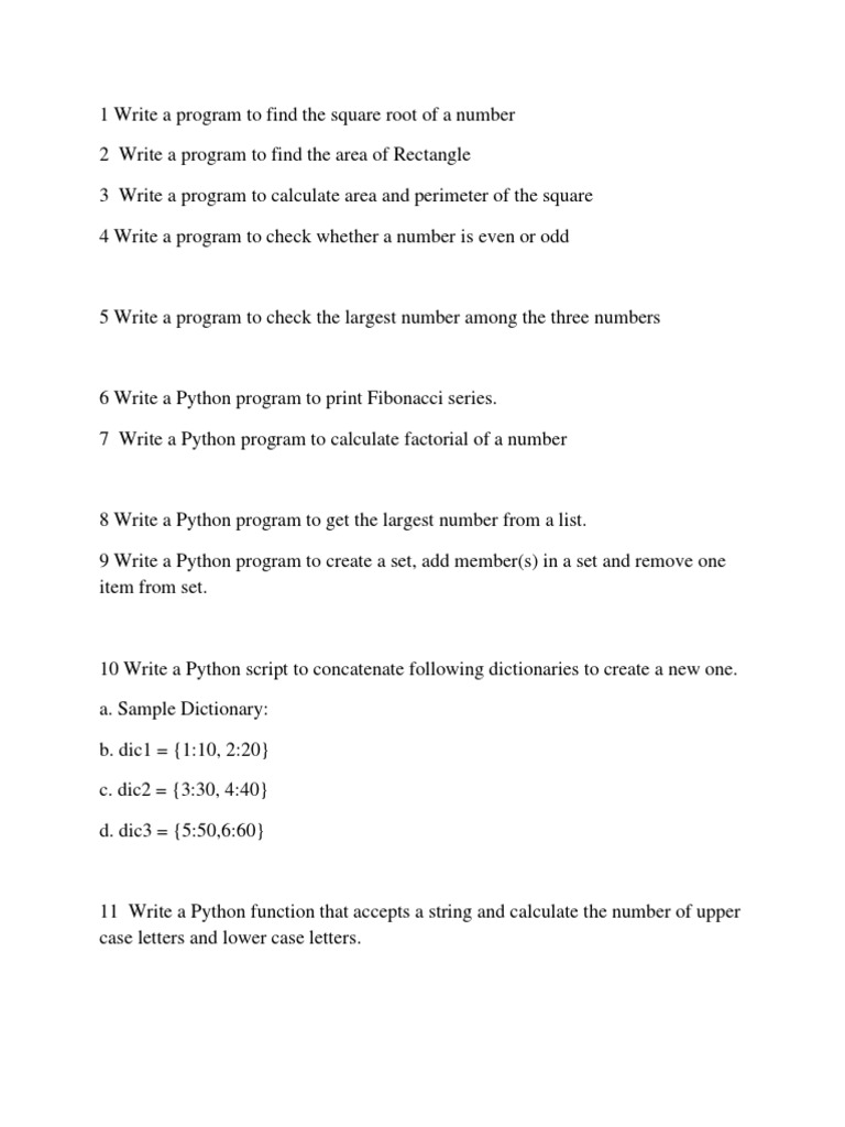Python Programming Exercises List | PDF | Computers