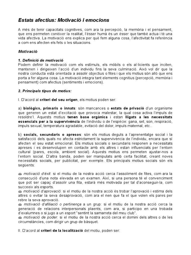 Motivació I Emocions | PDF