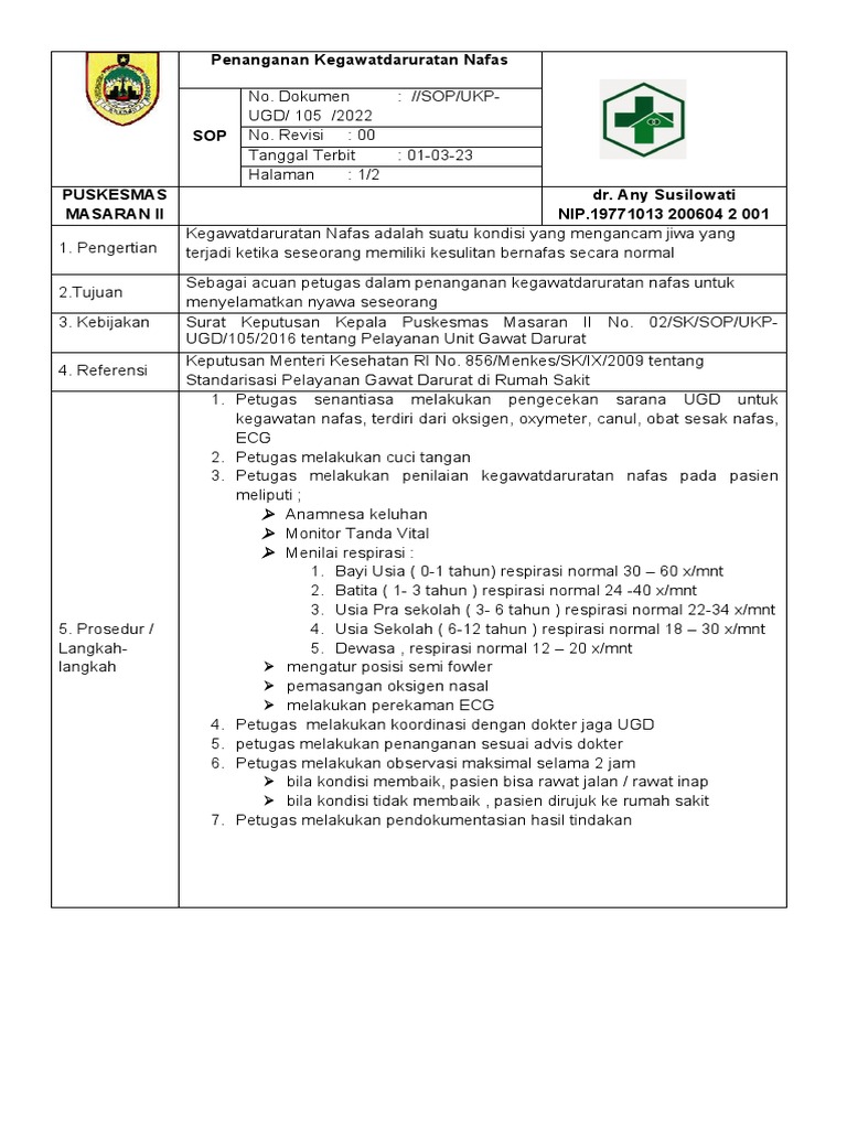 Penanganan Kegawatdaruratan Nafas UGD | PDF