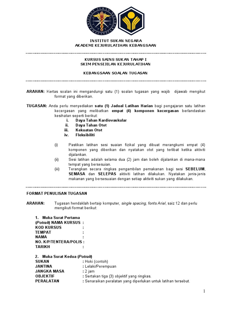 Soalan Tugasan KSS Tahap I | PDF