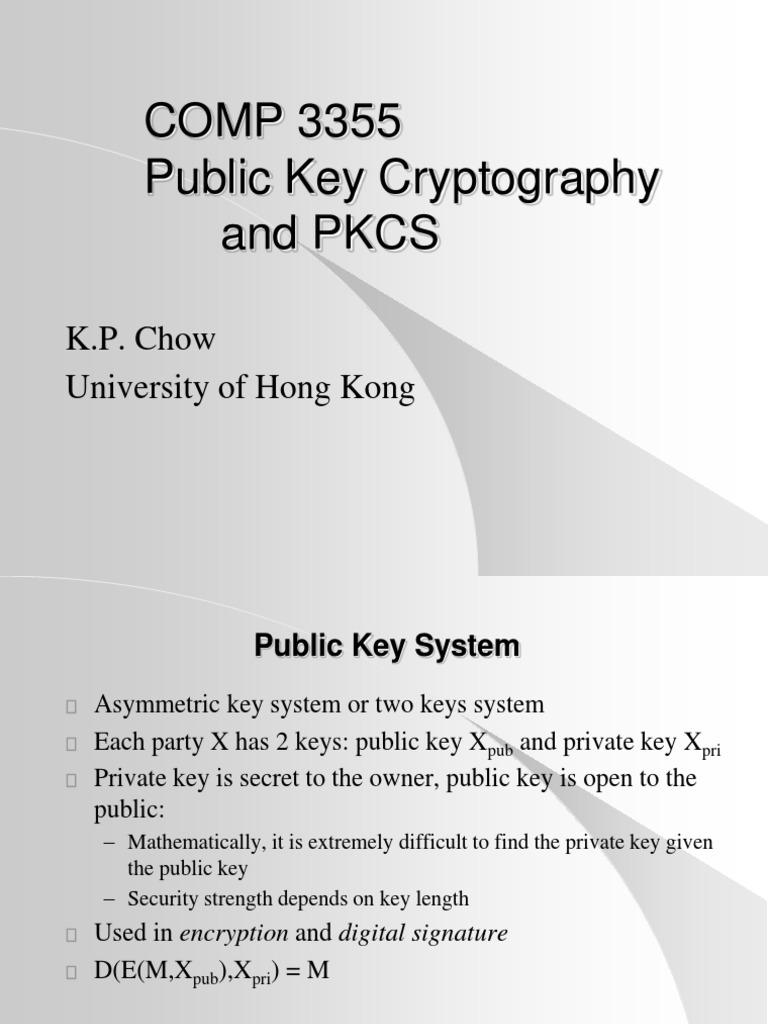 Comp3355 L4a (PKC) | Download Free PDF | Key (Cryptography) | Public Key Cryptography