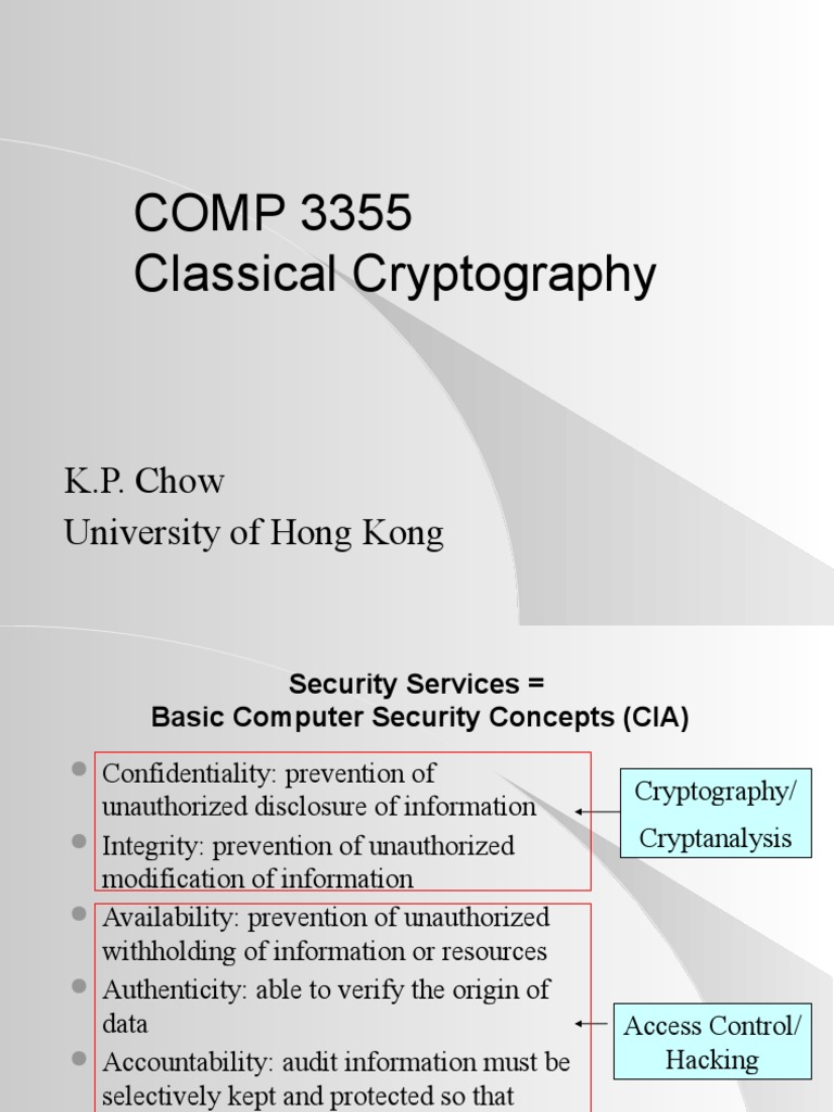 Classical Cryptography Overview | PDF