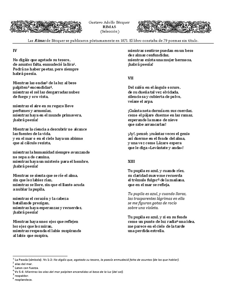 Rimas de Bécquer | PDF | Poesía | Clásicos