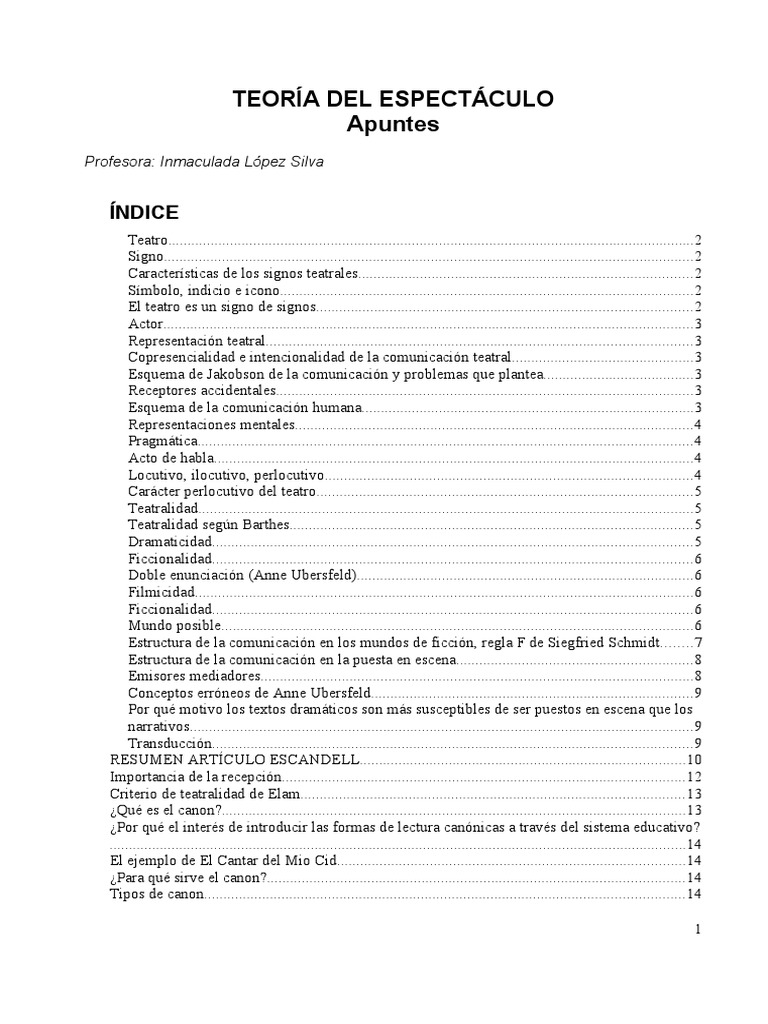 Teoría Del Espectáculo | PDF