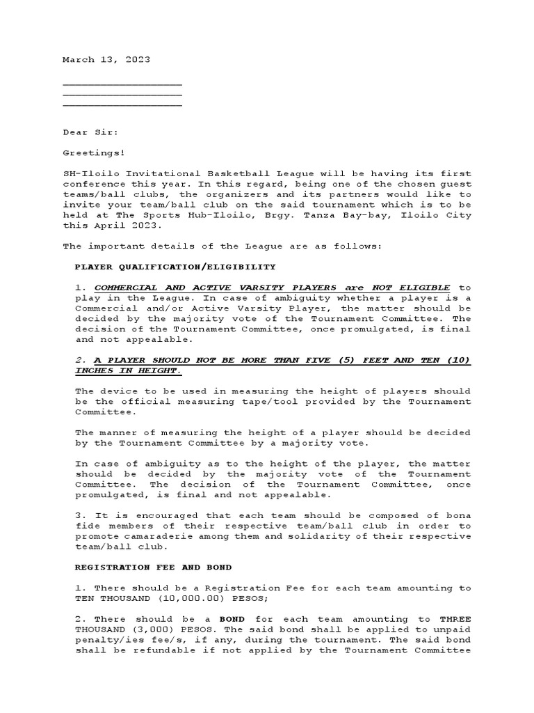 Invitation Letter Guest Team | PDF