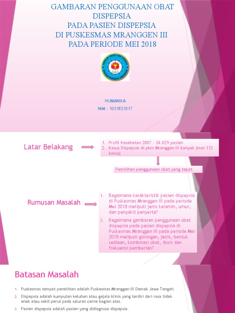 GAMBARAN PENGGUNAAN OBAT DISPEPSIa ppt | PDF