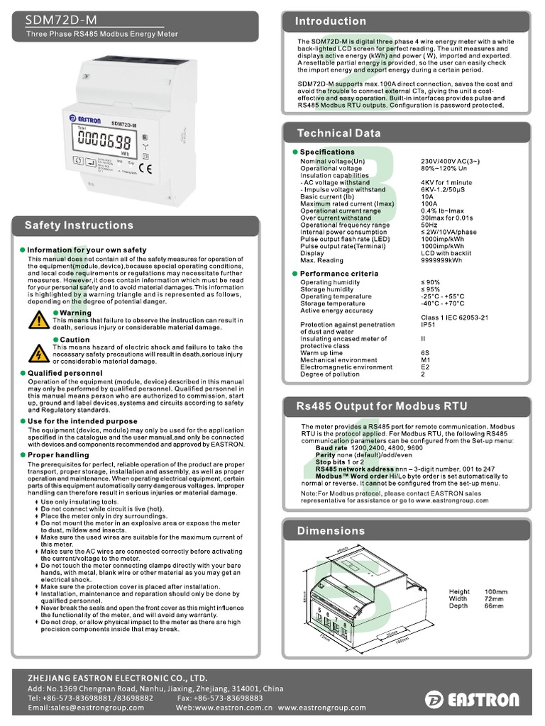 Eastron SDM72D M | PDF