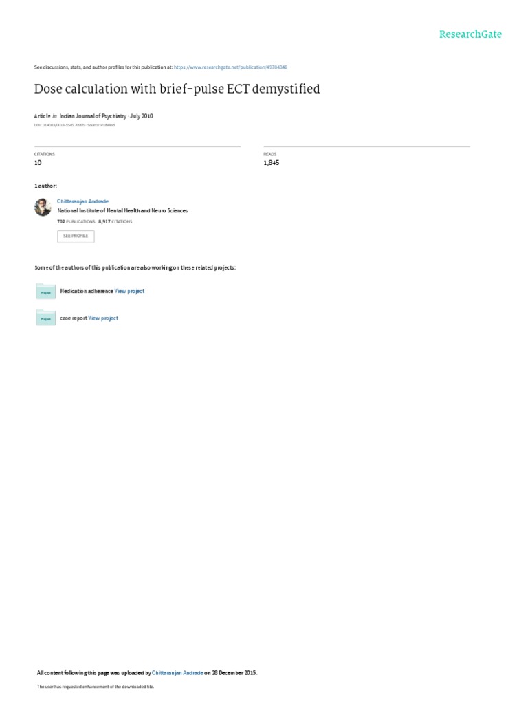 Ect Dose Calc | PDF | Electroconvulsive Therapy | Electromagnetism
