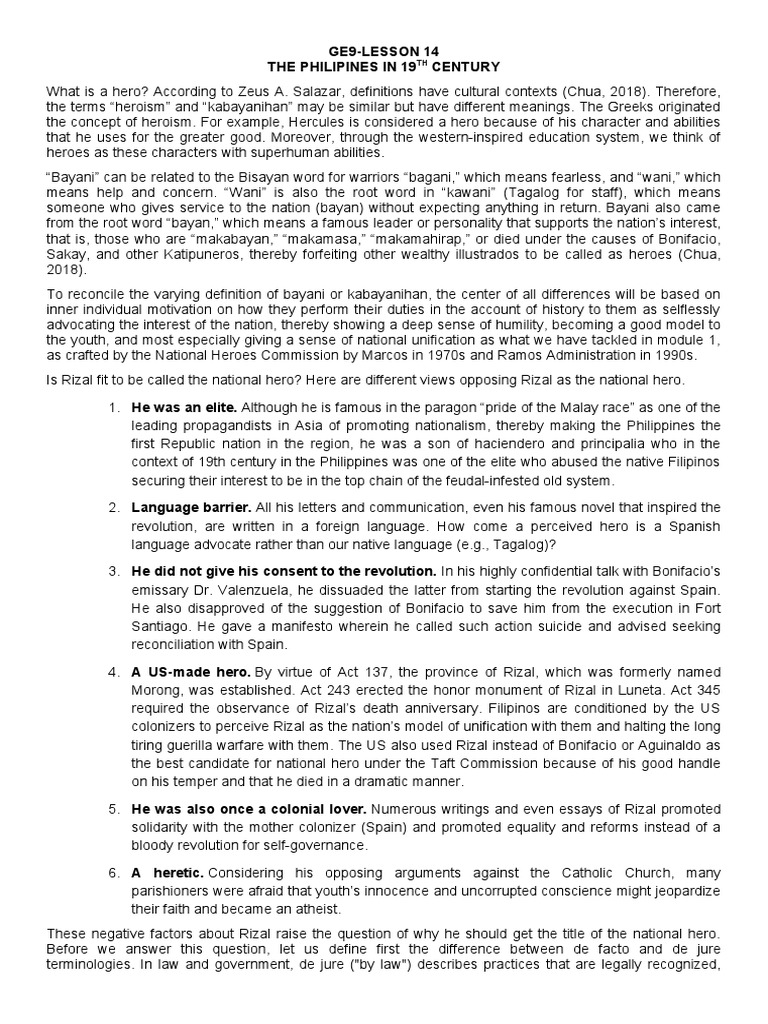GE9 Lesson 14 | PDF | De Facto | Philippines