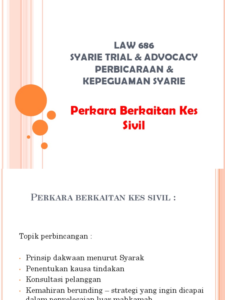LAW 686 - 4. Perkara Berhubung Tuntutan Sivil | PDF