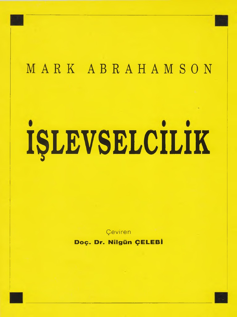 Mark Abrahamson - İşlevselcilik - Sebat Ofset-1990 | PDF
