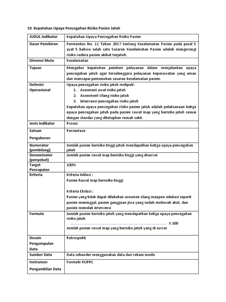 Kepatuhan Upaya Pencegahan Risiko Pasien Jatuh | PDF