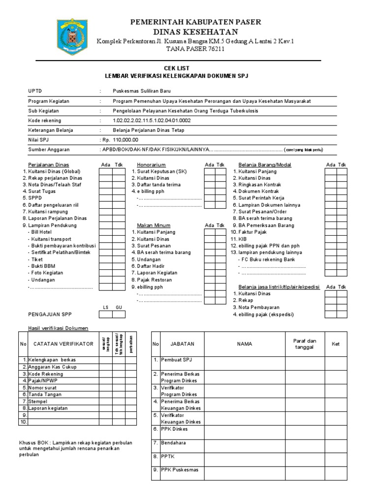 Cek List Puskesmas | PDF