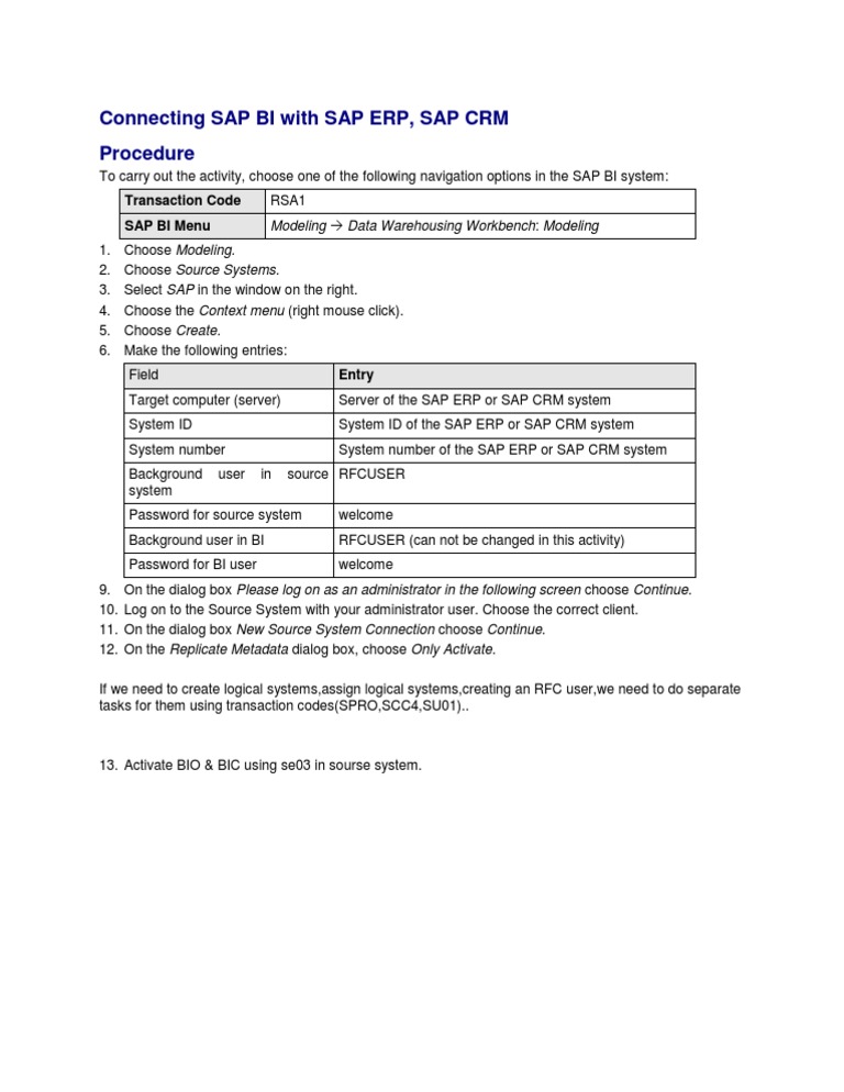 Connecting SAP BI With SAP ERP | PDF | Sap Se | Menu (Computing)