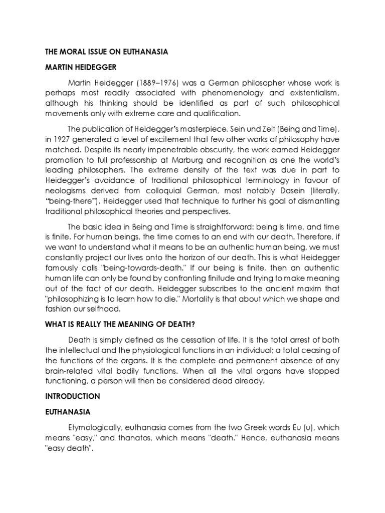 Group-6 The Moral Issue On Euthanasia | PDF | Being And Time | Martin ...