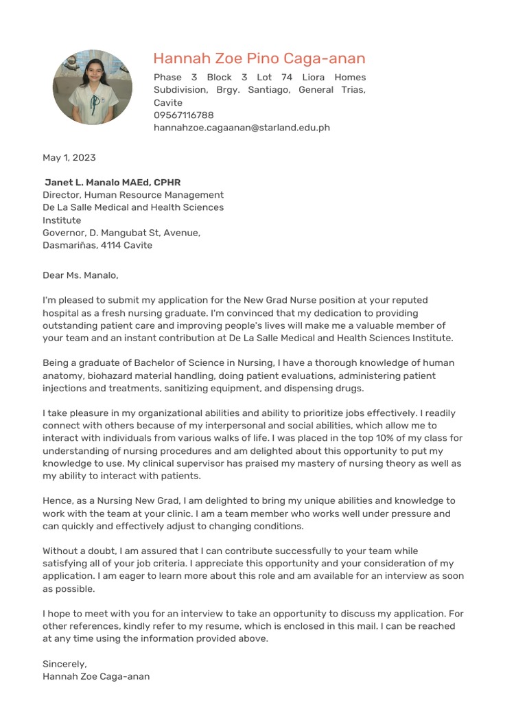 Application Letter-HANNAH ZOE | PDF