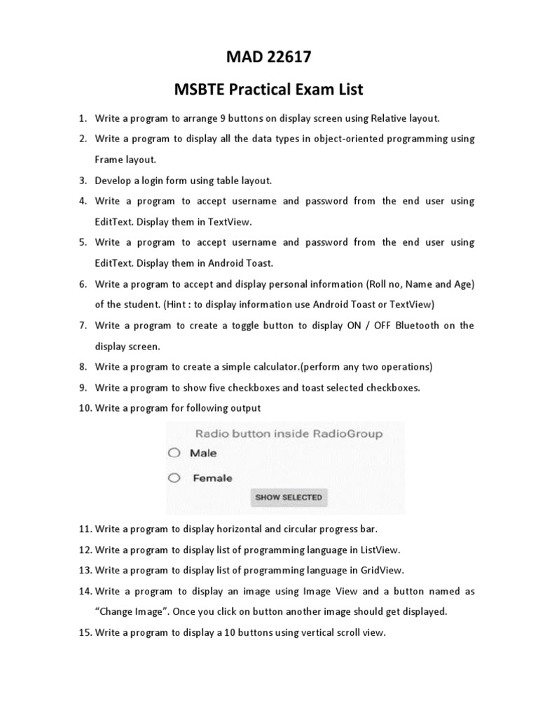 MSBTE MAD Practical Exam Tasks | PDF | User (Computing) | Login