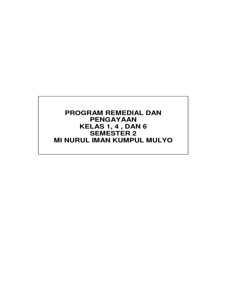 Jadwal Remidial Dan Pengayaan | PDF