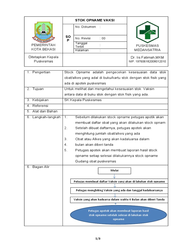 Sop Stok Opname Vaksin | PDF