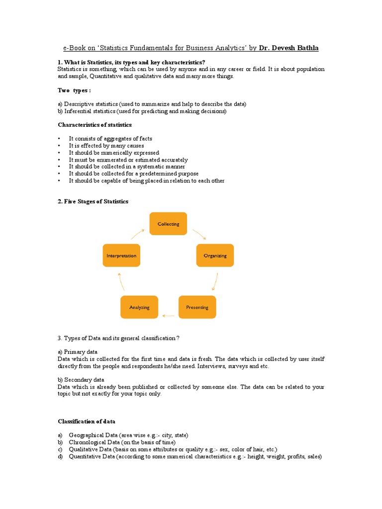Statistics Fundamentals for Business Analytics | PDF | Sampling ...